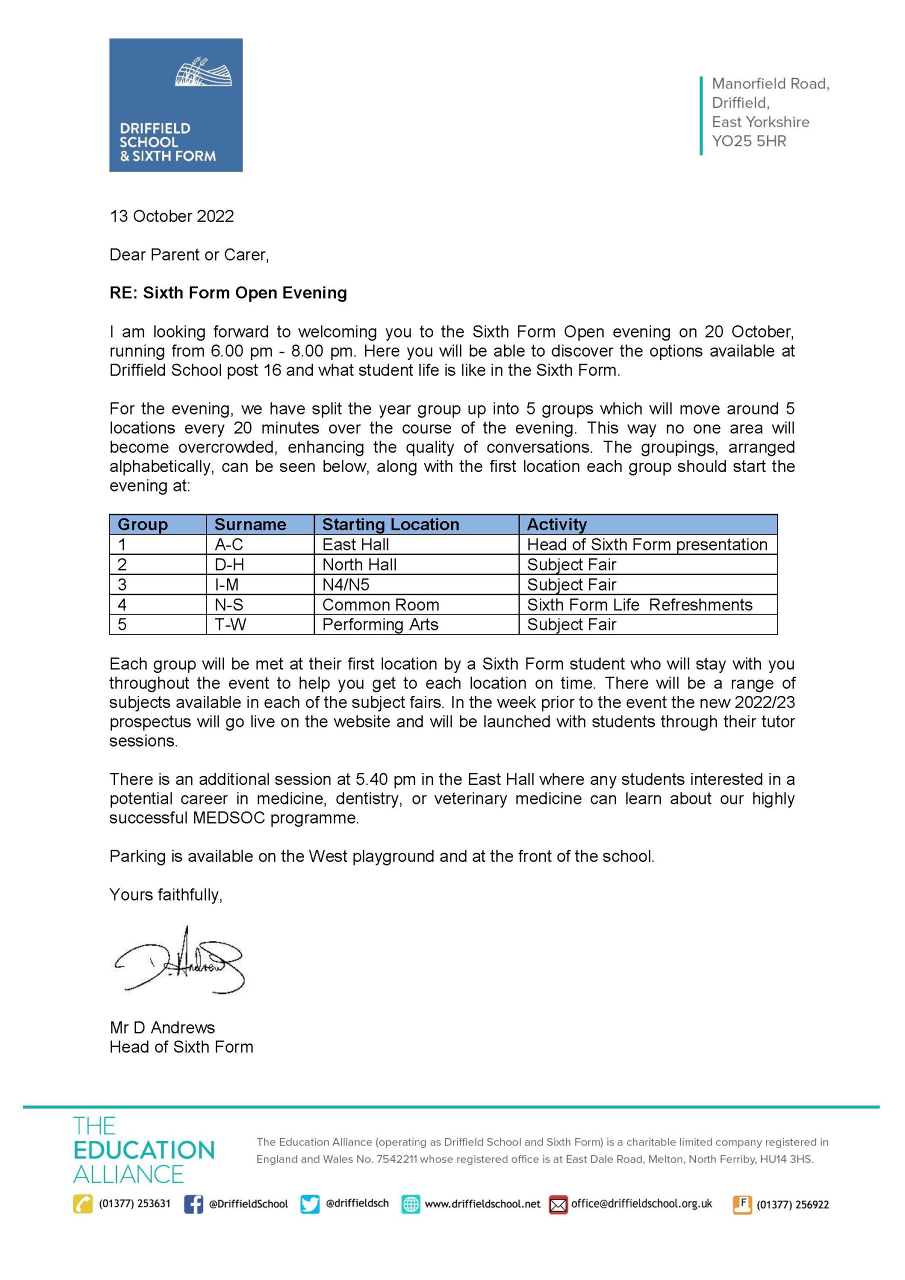 Sixth Form Open Evening - Driffield School Sixth Form Open Evening - Driffield School